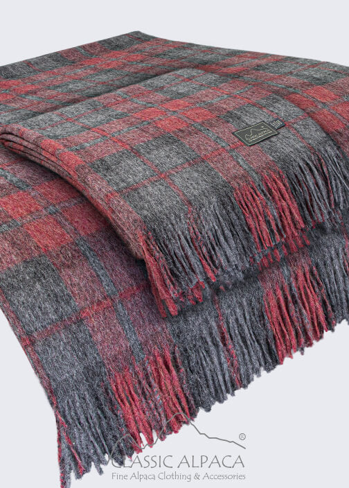 Red/Grey Scottish Alpaca Blanket – Living the Dream Alpaca Farm