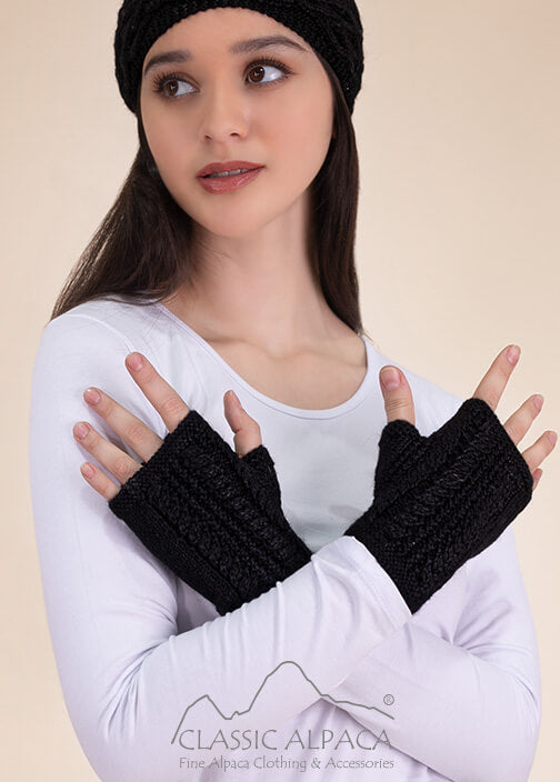 Alpaca Cable Fingerless Gloves (10+ Color Options) – Living the Dream ...